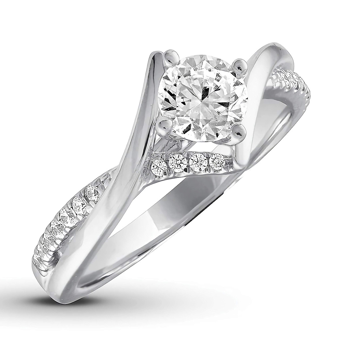 VOLVIROS Engagement Ring 1.0 CT Moissanite Engagement Rings for Women Platinum Plated Silver Size 4.5