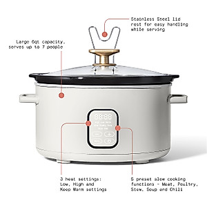 COOLHOME 6 Quart Programmable Slow Cooker, White Icing by Drew Barrymore (White Icing)