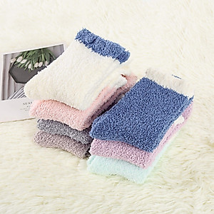 Zando Women's Fuzzy Socks Winter Warm Slipper Socks Super Soft Fluffy Socks Thick Microfiber Sleeping Sock Cozy Plush Socks for Girls 7/Patchwork One Size