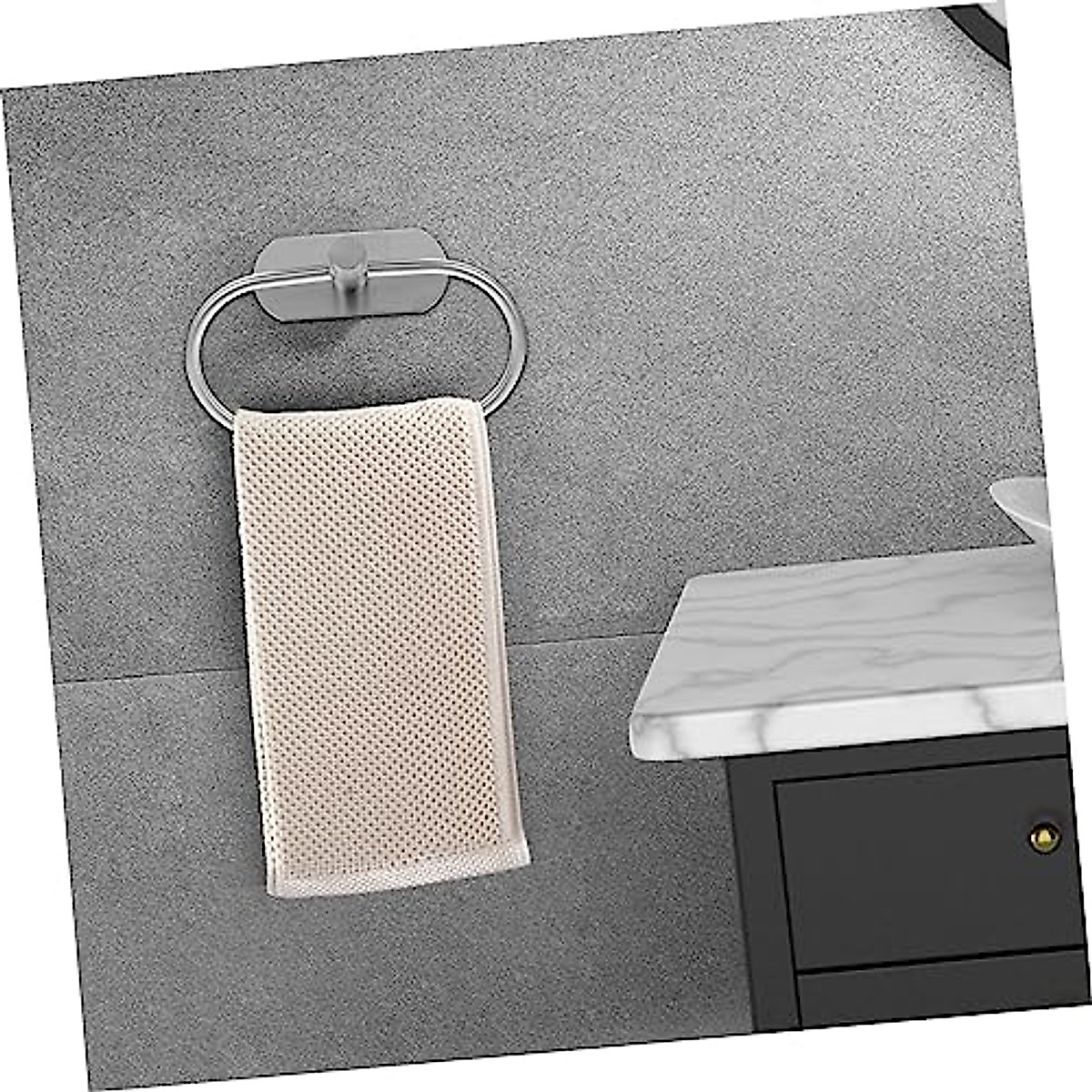 DOITOOL Towel Ring Hand Towel Adhesive Shelf Hook Vintage Towel Hanger Rod Sink Mount Dish Dryer Stand Black Hanger Bathroom Towel Hanger Towel Holder Single Shot Counter Stainless Steel