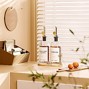 GAOHANG Olive Oil Dispenser Bottle for Kitchen, Coffee Syrup Dispenser, Glass Oil and Vinegar Dispenser Set for Cooking, Stainless Steel Weighted Pourer, Mouthwash Container, Farmhouse Kitchen Decor