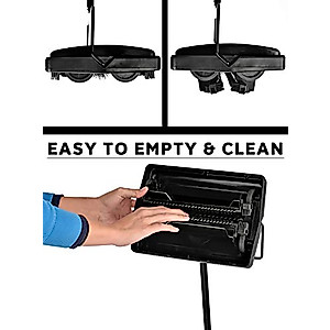 Alpine Industries Triple Brush Floor & Carpet Sweeper – Heavy Duty & Non Electric Multi-Surface Cleaner - Easy Manual Sweeping for Carpeted Floors - Black