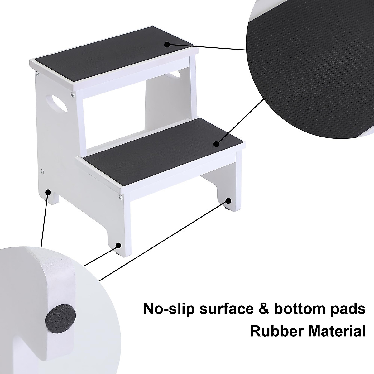 Kids Step Stool White Stepping Stool 2 Step Stools for Toddlers Bathroom Kitchen Counter Sink Wooden Step Stool Portable Baby Childrens Wood Toddler Foot Bed Step Stool Kids Potty Training Stool