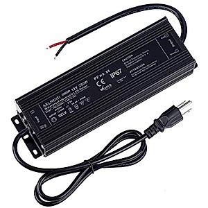 LED Driver 250W 12V, Waterproof IP67 LED Transformer,LED Power Supply 110V AC to 12V DC Low Voltage Output with 3-Prong Plug 3.3 Feet Cable for LED Light, Computer Project, Outdoor Light