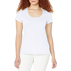 Nautica Women's Easy Comfort Scoop Neck Supersoft 100% Cotton Solid T-Shirt, Bright White, Large