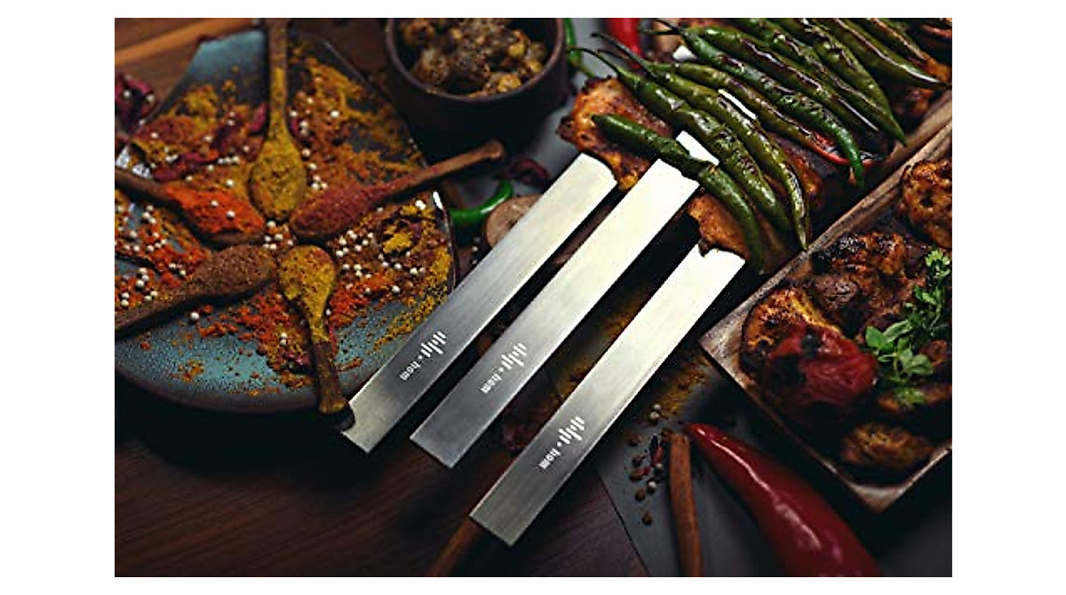 + HOM 6 Kebab 1" Wide Flat Skewers, Stainless Steel, No-Wood Handle ...