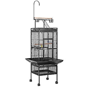 VIVOHOME 19 Inch Wrought Iron Bird Travel Carrier Cage with 72 Inch Wrought Iron Large Bird Cage
