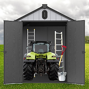 HXCQYGL XWT012 6 * 8ft Plastic Storage shed for Backyard Garden Big Spire Tool Storage (94.49-73.62-87.01)