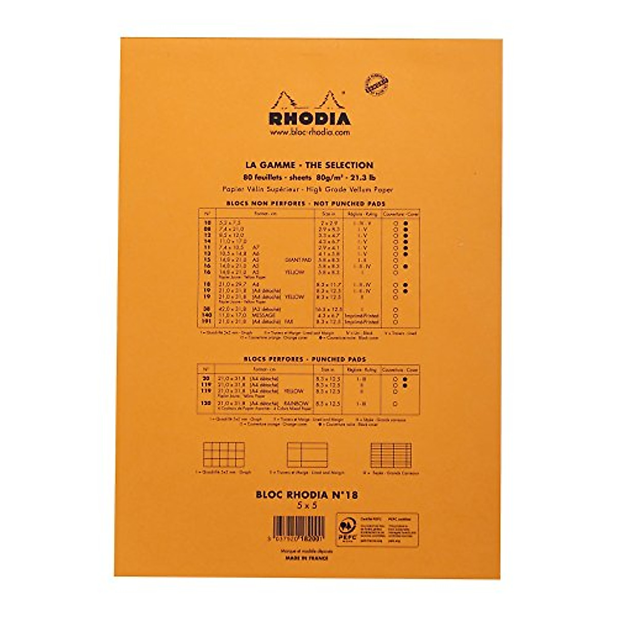 Rhodia Notepads Graph Orange 8-1/4X11-3/4