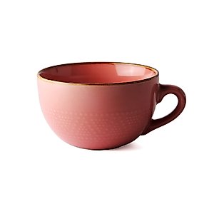 EISTEE Cereal Bowl,soup bowl,tea bowl,Large Soup Cup Ceramic Breakfast Bowl with Handle, 700ml Cereal Soup Bowl, Pumpkin Soup and Salad. Dishwasher, Microwave and Oven are Safe.-red (Color : Red)