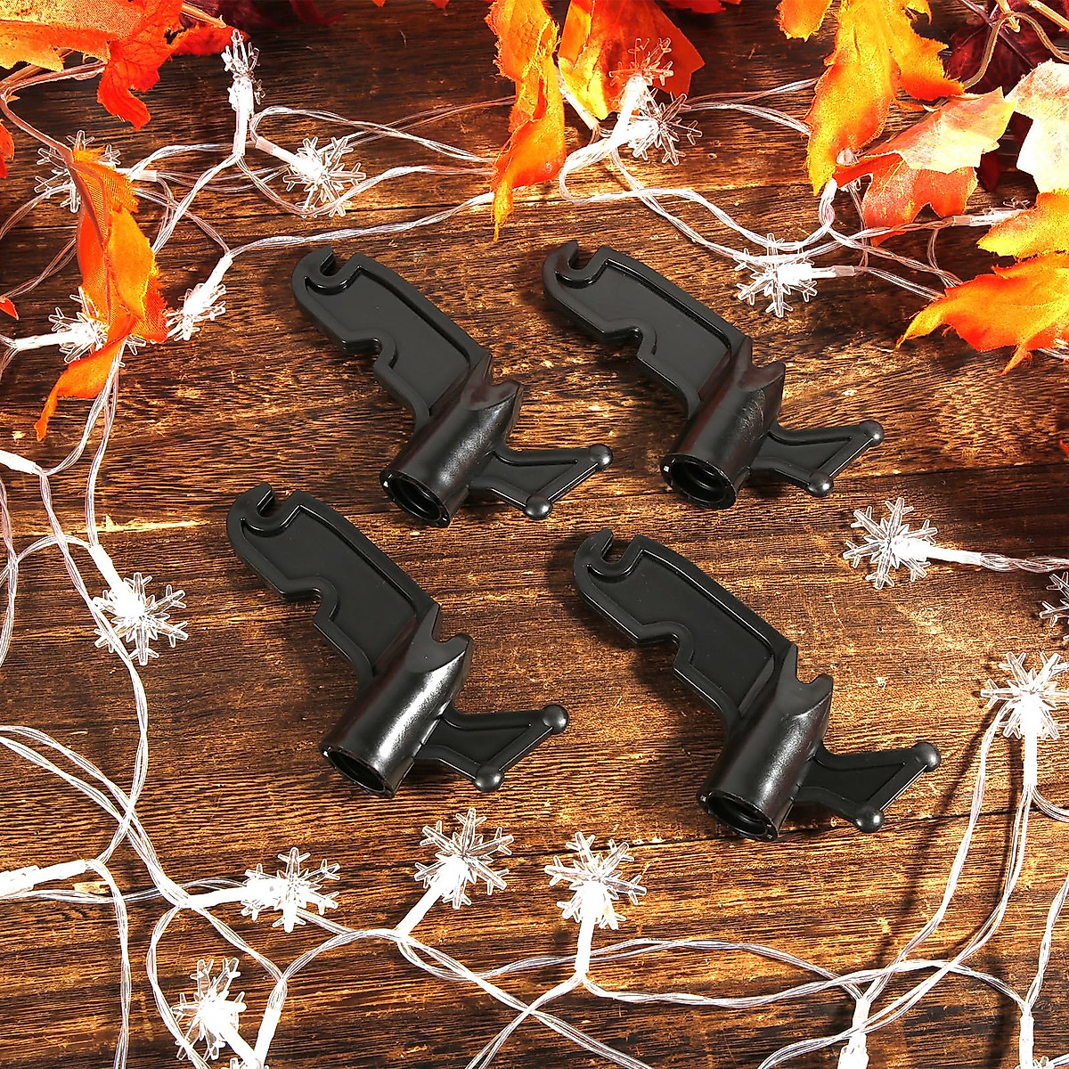 PEUTIER 4pcs Plastic Utility Hook, 3/4 inch Screw on Pole Hook Attachment Multi Purpose Extension Pole Hook for Threaded Poles Hanging Christmas Light Strings Bird Feeders Rope (Black)