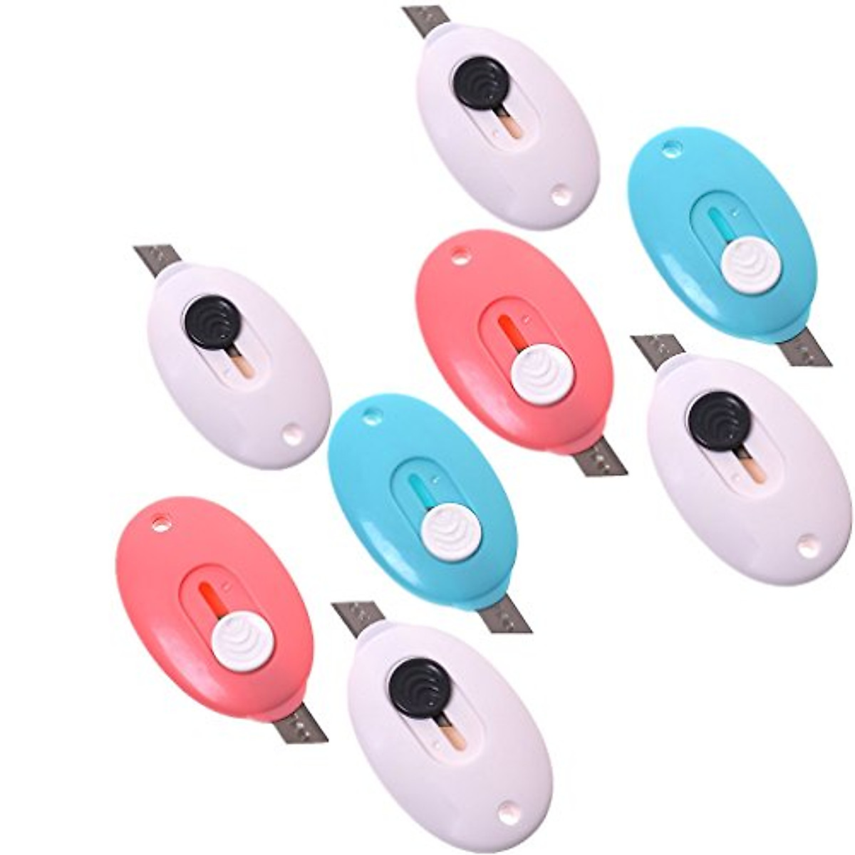 TEKEFT Pack of 8 Mini Retractable Utility Knife Box Cutter Letter Opener, Random Color