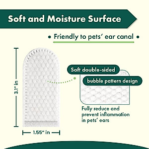 Blazego Ear Finger Wipes for Pets, Dog Ear Cleaner, Natural Ingredients, Remove Earwax & Odor for puppy, Relieve Ear Itching and Prevent Infection, Non-irritative and Convenient, 50 Counts