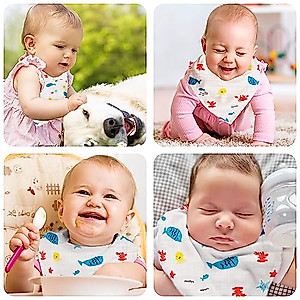 KOROTUS Muslin Burp Cloths Washcloths Face Towels 5-Pack Extra Large 10 X 20 Inch of Baby Burp Cloths 100% Organic Cotton 6 Layers Soft