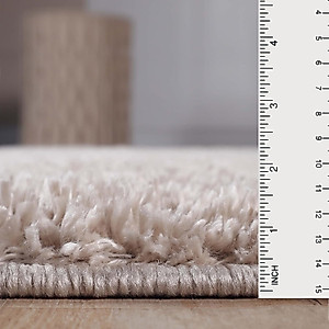 Superior Indoor Large Shag Area Rug with Cotton Backing, Ultra Plush and Soft, Fuzzy Rugs for Living Room, Bedroom, Office, Playroom, Kids, Home Floor Decor, Berlin Collection, 5' X 8', Beige