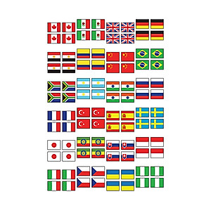 TREND ENTERPRISES INC. T-46078 FLAGS OF THE WORLD SUPERSHAPE SUPER SPOTS/SHAPES STICKERS