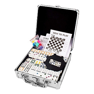 KAILE Mexican Train Dominos Game Set, 91 Tiles Double 12 Color Dots Dominoes Set for Travel Dominoes Game with Aluminum Case