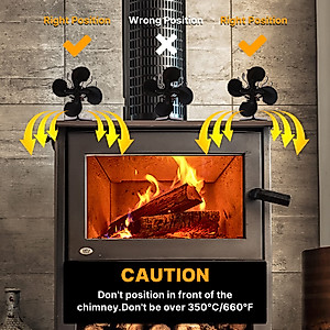 LerkeHony 4 Silent Heat Powered Stove Fan, Log Burner Fan with a Thermometer, Eco Friendly Heat Circulation for Wood/Log Burner/Fireplace/Free Stove Thermometer Satin/Black