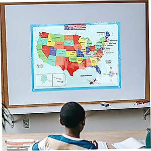 1 Sheet United States Map Usa Map Cartoon Posters Classroom Geography Poster Learning Posters Portable Poster Synthetic Paper Cartoon Preschool Flip Chart