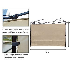 NINAT Canopy Sunwall Sidewall Gazebos Tent Waterproof for 8x8ft Pop up Canopy Straight Leg Gazebos Outdoor Instant Canopies 1 Pcs White Canopy Sidewall Only