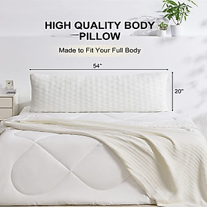 LOVTEX Full Body Pillow for Adults - Shredded Memory Foam Body Pillows for Sleeping, 20"x54" Long Body Pillow for Side and Back Sleepers (White)