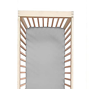 Cozysilk - 100% Silk Mini Crib Sheet Fitted for Pack N Play or Portable Playard, Soft Smooth Breathable for Baby Hair, Pack of 1 for Boys and Girls, 24 x 38 x 5, Grey