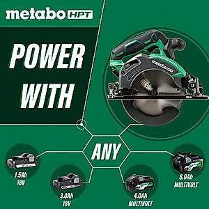 Metabo HPT Cordless Circular Saw | Tool Only | No Battery | 18V | 6-1/2" Deep Cut Design | Brushless Motor | Lifetime Tool Warranty | C18DBALQ4