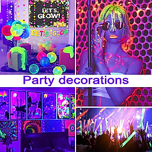 BR30 UV Black Light Bulbs 2 Pack for Glow Party -15W (100w Equivalent) E26 UVA 385-410 nm, Big LED Blacklight Flood Light Bulb for Room, Body Paints, Fluorescent Poster, Halloween, Blacklight Party