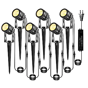 Greenclick Landscape Lighting, 3W 12V Extendable Low Voltage 6 in 1 Landscape Lights with Transformer IP65 Waterproof 1800 Lumen Outdoor Spotlight for Garden Walls Trees Flag Pathway, Warm White