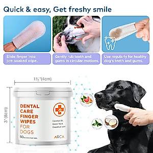 ARCA PET Dental Finger Wipes for Dogs - 100 Wipes - Vet Formulated Dog Dental Teeth Cleaning Wipes for Dogs - Pre-Soaked Oral Cleaning Pads- Reduces Plaque, Tartar & Dog Breath Freshener