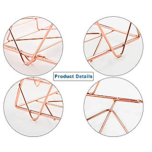 PAG 2 Packs Desktop File Organizer Metal Stackable Horizontal Letter Tray Paper Holder Rack, Rose Gold