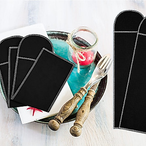 Weewooday 12 Pieces Silver Storage Bags Flatware Storage Silverware Storage Box Black Velvet Cloth Flatware Organizers Anti Tarnish Silverware Sleeves for Kitchen Teaspoon Cutlery Utensil Flatware