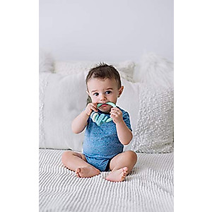 Itzy Ritzy Silicone Teether with Rattle; Rattle Teether Features Rattle Sound, Two Silicone Teething Rings and Raised Texture to Soothe Gums; Ages 3 Months and Up (Cactus)
