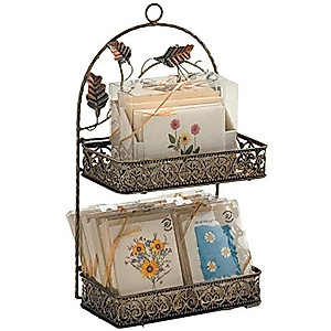 NaturesGardenCards.com Wall-Hanging Two Tier Iron Basket Display