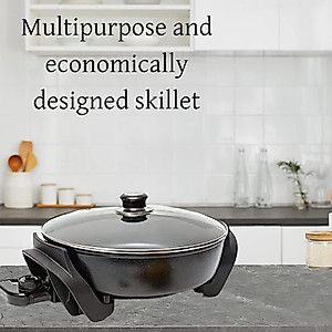 Nonstick Extra Deep Electric Skillet - With Lid With Steam Vent (12 Inch)