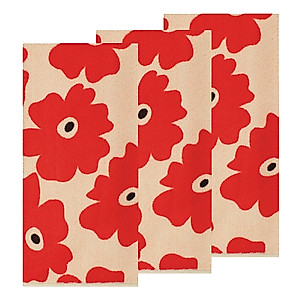 MÜkitchen | MÜtowel | 100% Quality Microfiber | Durable Towels for Cleaning & Drying Kitchen Surfaces | Washable & Reusable | Set of 3 | Poppy Red
