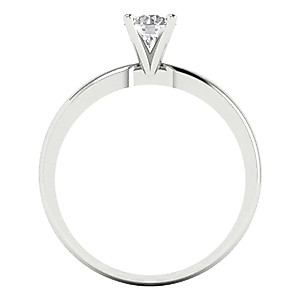 Clara Pucci 0.50ct Round Cut Solitaire Moissanite Engagement Wedding Bridal Promise Anniversary Ring in 18K White Gold Size 5.75