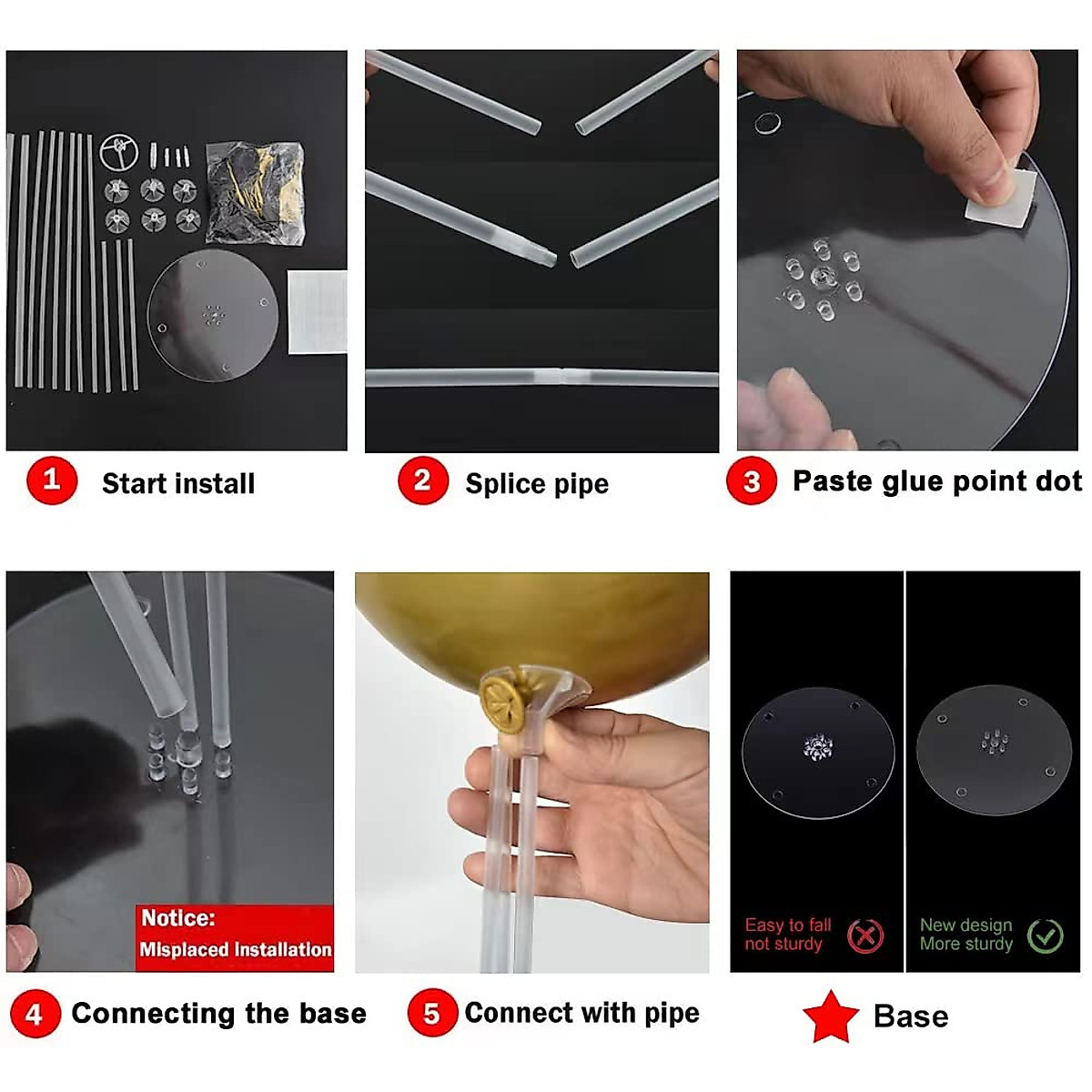 TONIFUL 4 Set Table Centerpiece Balloon Stand Kit Include Blue White Gold Confetti Balloons Prefect for New Year 2025, Birthday Table Decorations,Class of 2025 Graduation,Baby Shower,Party Decorations