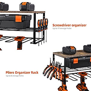 LING RUI 2 Pack Power Tool Organizer, Garage Organization and Storage, Drill Holder Wall Mount, Utility Rack for Cordless Drill, Gifts for Husband Men Dad Father Him