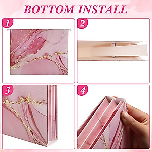 Qeeenar 24 Pcs Marble Desgin Decorative Hanging File Folder with 1/5 Cut Adjustable Tabs, Letter Size Gold Design File Folder Cabinet Inserts Organizer for Office School and Home