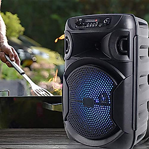 Portable 8 Inch Portable 800 watts Bluetooth Speaker with Woofer & Tweeter, Festival PA LED Speaker with Bluetooth/USB Card Inputs, True Wireless Stereo, 30 Feet Bluetooth Range