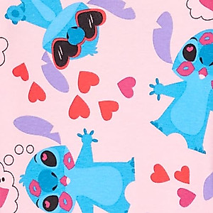 Amazon Essentials Disney | Marvel | Star Wars Girls' Pajama Set, 4-piece (Previously Spotted Zebra), Stitch Hugs, 8