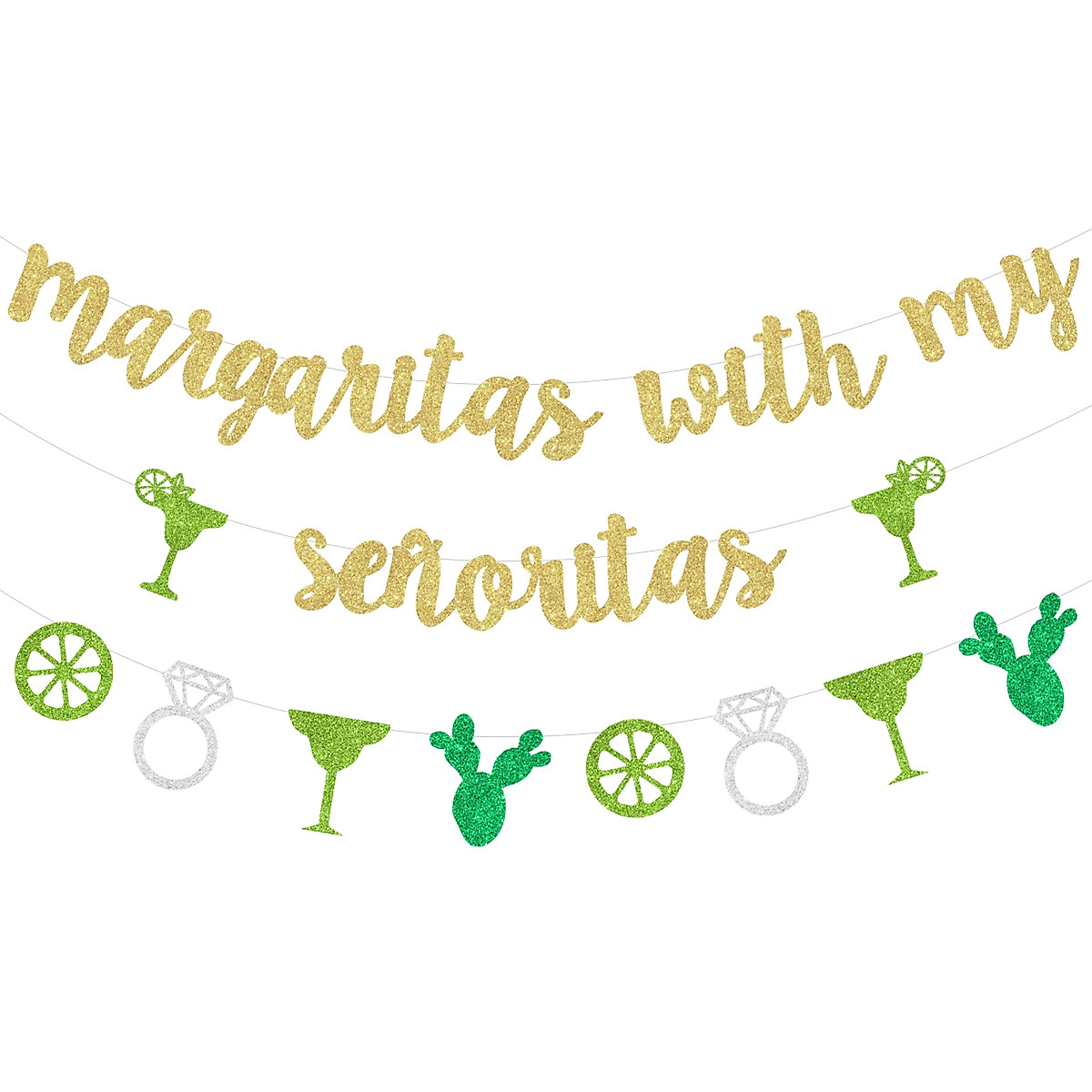 Sursurprise Margarita Bachelorette Party Decorations Margaritas with My Senoritas Banner Sign Mexican Fiesta Cactus Bridal Shower Supplies