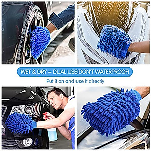 40 Pcs Car Polishing Kit Include 28 Pcs 5-6 Inch Microfiber Car Polishing Bonnet Pads 10 Pcs 6 Inch Wool Sponge Buffing and Foam Polish Pads Wax Buffer Polisher with Drill 2 Pcs Chenille Car Wash Mitt