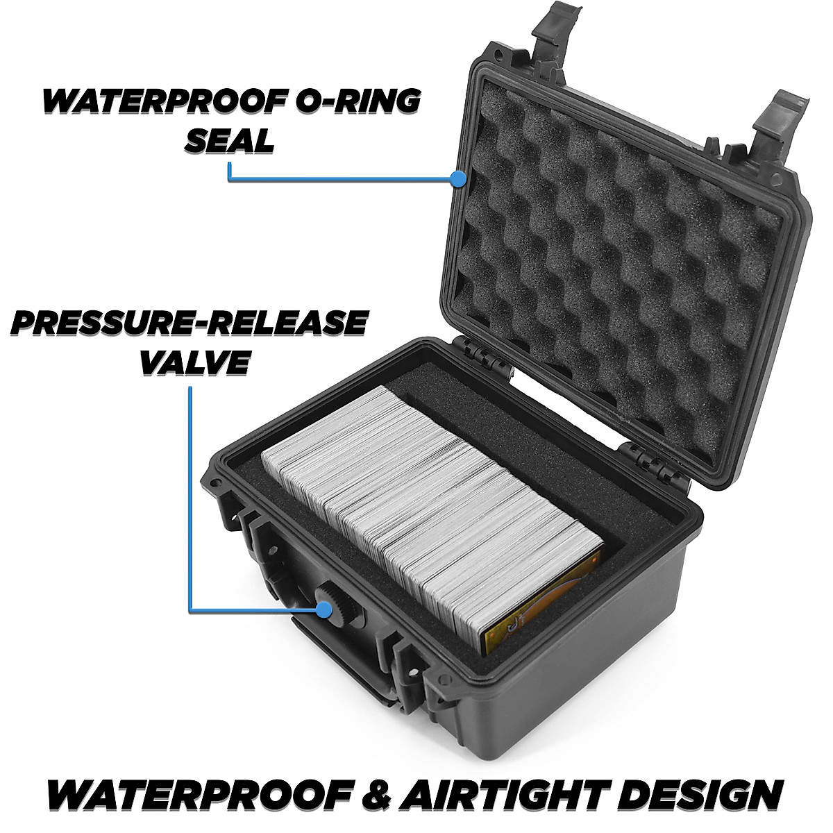 CASEMATIX Waterproof Trading Card Case for 550 Cards - Hard Shell Trading Card Box with Customizable Foam Compatible with Magic The Gathering, Cards Against Humanity and Standard TCGs
