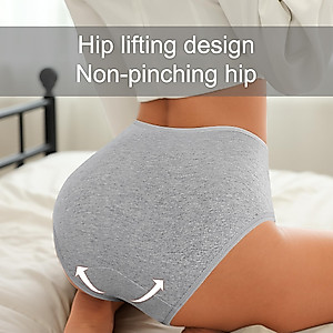 IROCUE High Waisted Underwear Cotton Brief Ladies Panties Full Coverage Breathable Tummy Control Underwear for Women Multipack-L