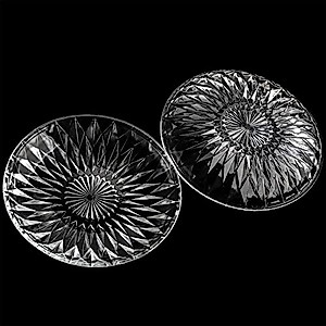 Hiceeden Set of 12 Crystal Glass Salad Plate, 8 Inch Round Clear Dessert Plates Restaurant Serving Party Plates for Fruits, Snacks