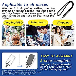 Cell Phone Lanyard, Universal Adjustable Detachable Nylon Crossbody Lanyard,Necklace Lanyard & Wrist Strap with Phone Patch for All Smartphones - Black-140cm