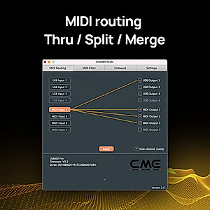 CME U6MIDI Pro - MIDI Interface with Router, Mapper, and Filter - Plug-and-play USB MIDI for computers - Standalone 3-in-3-out MIDI for Merge, Split, Thru