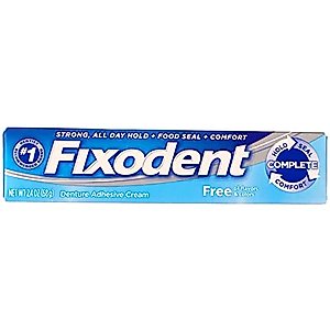 Fixodent Free Denture Adhesive Cream 2.40 oz (Pack of 5)